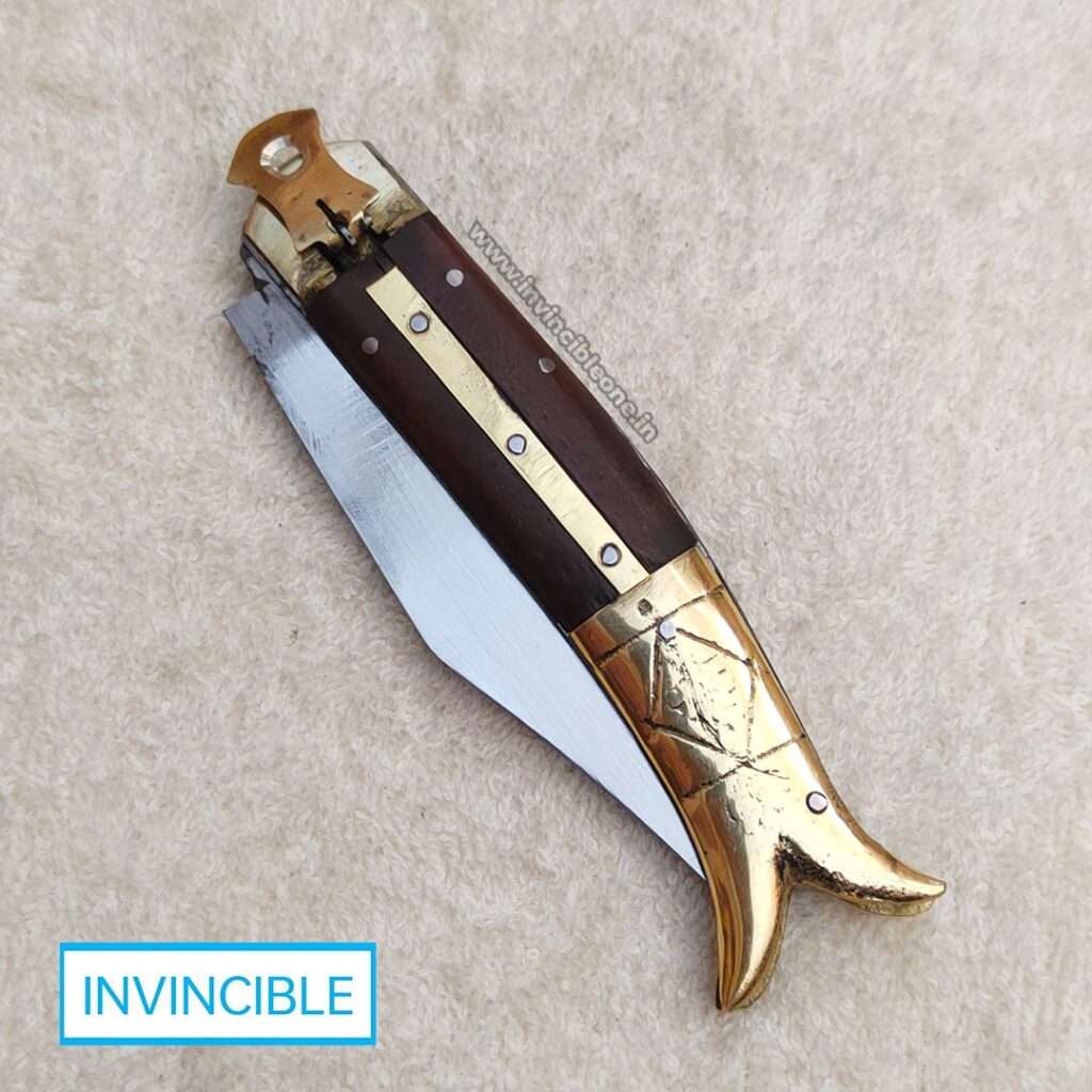 Rampuri Small Brass Button Knife