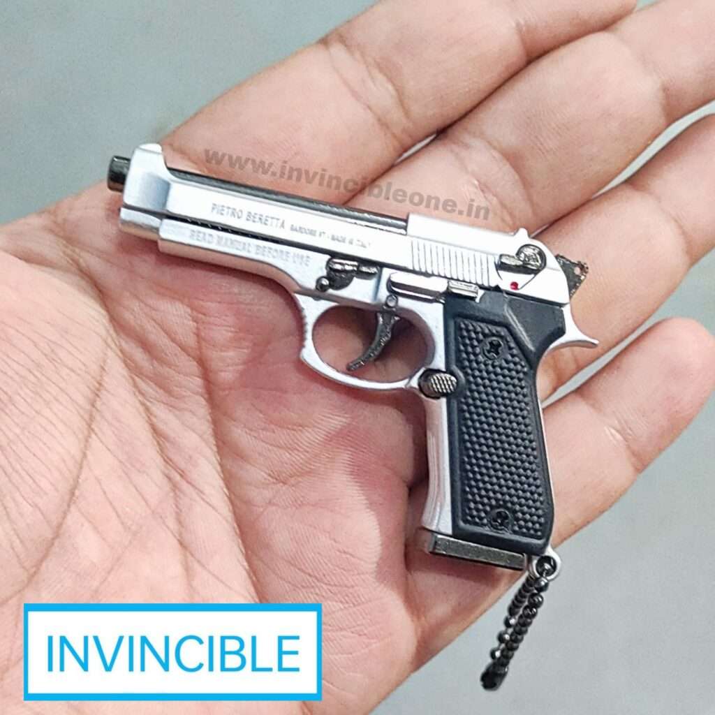 SILVER BERETTA MINIATURE METAL KEYCHAIN | FULLY FUNCTIONING REPLICA GUN ...